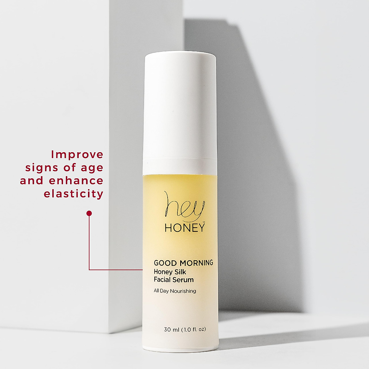 Hey Honey Skincare Good Morning Honey Silk Facial Serum for True Glow | Vitamin C Fast Acting Skin Hydrator and Skin Barrier Protector | with Hyaluronic Acid Serum | 1 oz