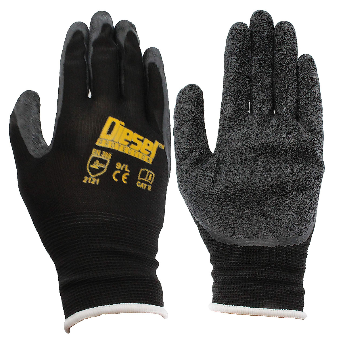 Diesel Protection Pro-Tekk Latex Foam Grip Coated Work Gloves (12 Pairs of Gloves, Size Large)
