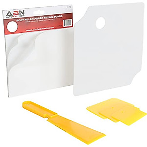 ABN Body Shop Mix Boards Kit - Plastic Scraper and 100pc Body Filler Mixing Board for Filling Scratches