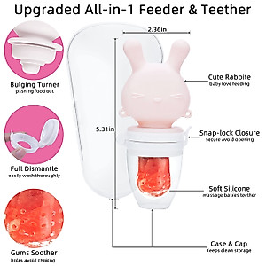 WYSLP Baby Silicone Fruit Food Mesh Feeder Pacifier-Teething Toys for Babies 0-3-4-6-12-18 Months,Self-Feeding Soft Teether Utensils,Infant Toddler Kids Girls Boys,Pink