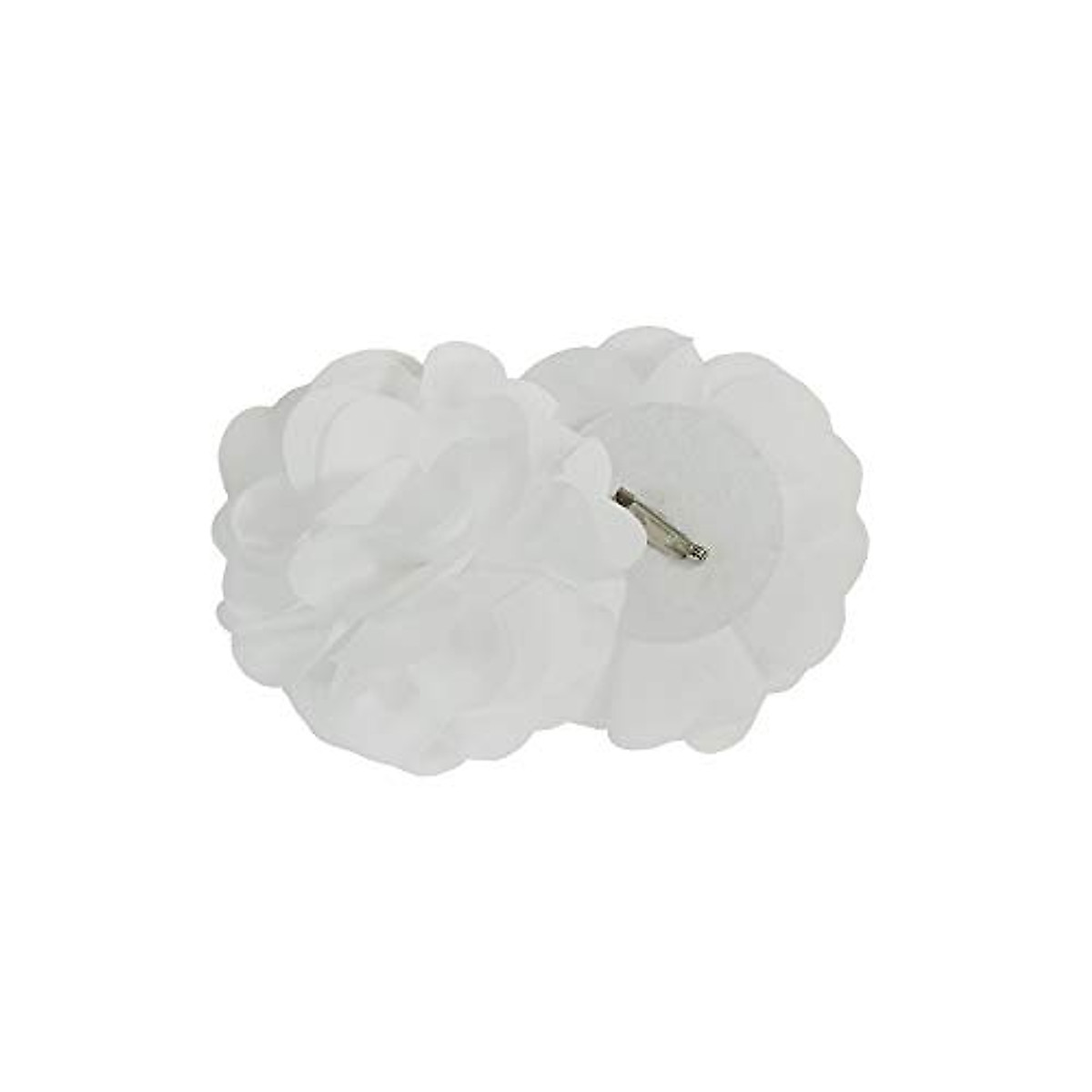 Madison Park Rosette Floral Embellished Cuff Tab Top Solid Window Treatments Single Curtain Panel Drape for Bedroom Living Room and Dorm, 50"x84", White