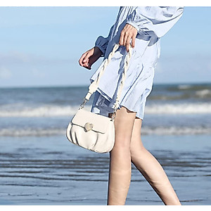 ZEHO Cloud Crossbody Shoulder Bag Dumpling Purse Women Small PU Leather Crossbody Bag Girls Ruched Handbag, White