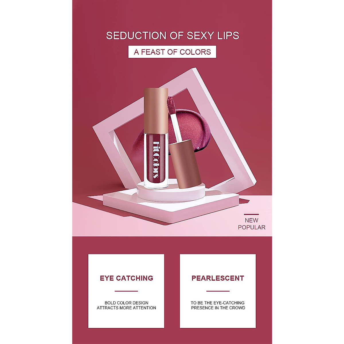 4 Colors Glitter Lipsticks Diamond Shimmer Metallic Lip Stick Set Kit Long Lasting, Purple Red Matte to Glitter Sparkle Sparkly Glossy Liquid Lipstick Lip Gloss Set for Women Lips Make up