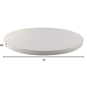 12 Inch Cake Board Drums Round, 6-Pack, White, Sturdy 1/2" Thick for Heavy Or Multi-Tiered Cakes