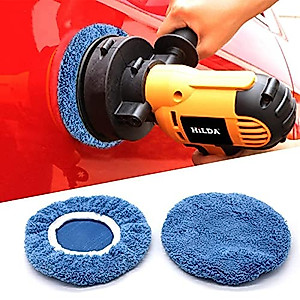 AICEL 9PCS Car Buffer Polisher Pad Bonnet, 9 to 10 Inches Car Orbital Polishing Bonnet Coral Fleece Buffing Cover, Soft Microfiber Car Woolen Wax Kit, Universal Auto Cleaning Waxers Set