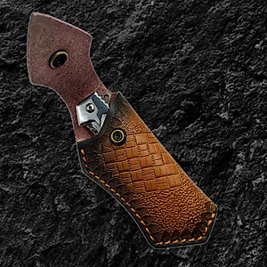 Pocket Knife Sheath,Leather Folding Knife Holder for 4.25''-5'' Knives,Knife Pouch for Buck 110,Leather Snap Knife Case,Knife Holster Belt Loop,EDC Knife Pouch Brown COHOMELARS