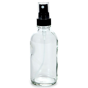 Vivaplex, 6, Clear, 4 oz Glass Bottles, with Black Fine Mist Sprayers