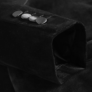 Mens Velvet Blazer Slim Fit Suit Jacket for Men Peaked Lapel One Button Tuxedo Blazer Wedding Prom Dinner Black