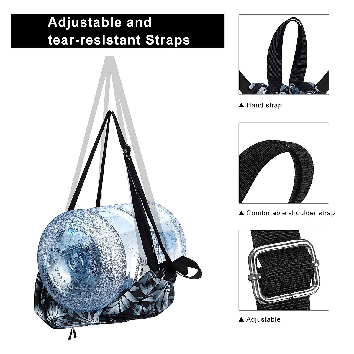 Kamo Drawstring Backpack Bag - Sport Swimming Yoga Backpack with Shoe Compartment, Two Water Bottle Holder for Men Women Large String Backpack Athletic Sackpack for Travel