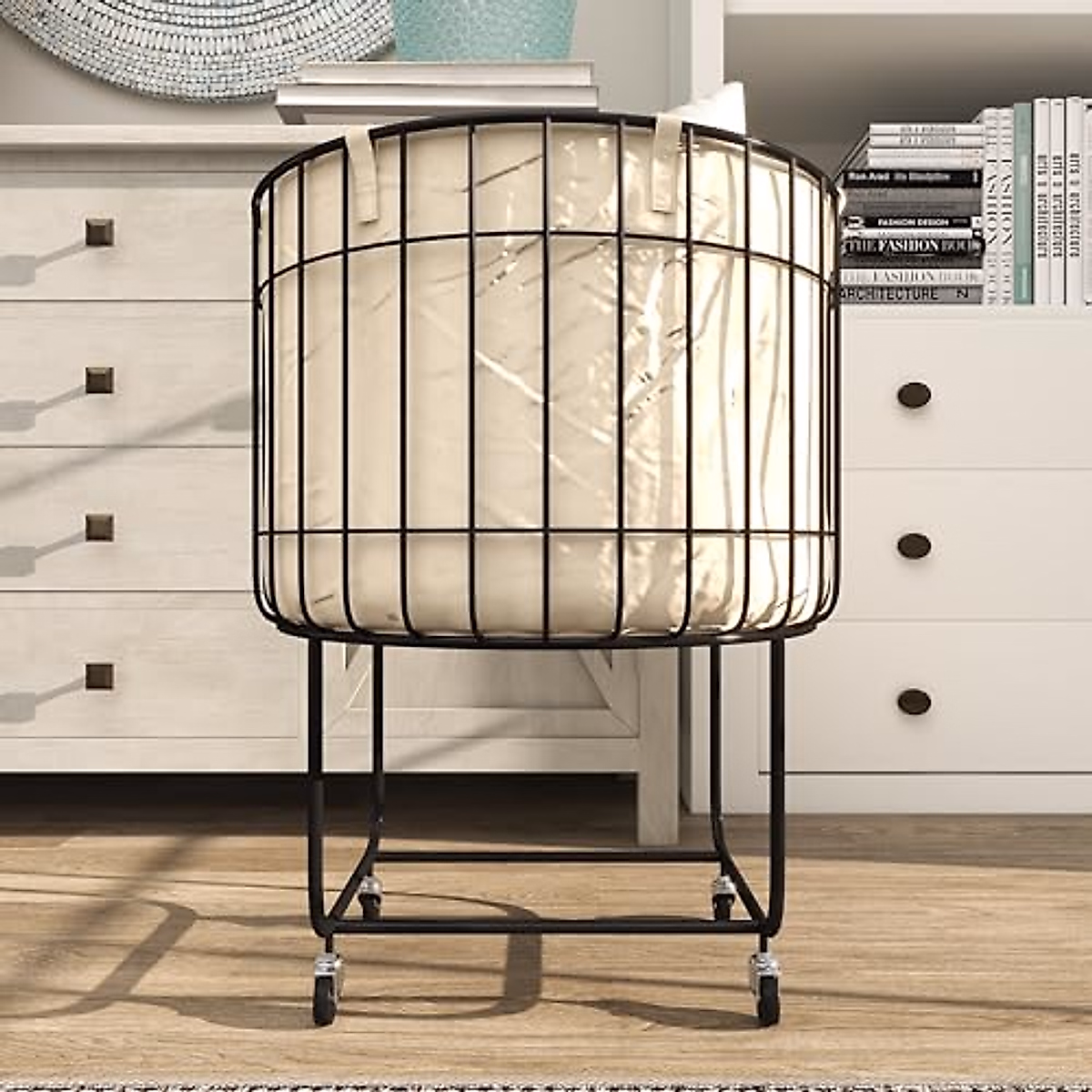 Deco 79 Metal Round Storage Cart with Wheels, 19" x 19" x 26", Black