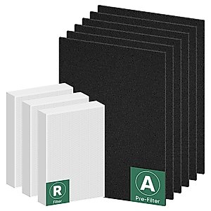 Improvedhand HPA300 HEPA Filter Replacement fit for Honeywell Air Purifier & Replacement Filter R Compatible with HPA304 HPA5300 HPA8350 HPA300VP(3 HEPA Filters&6 Pre-cut Activated Carbon Pre Filters)