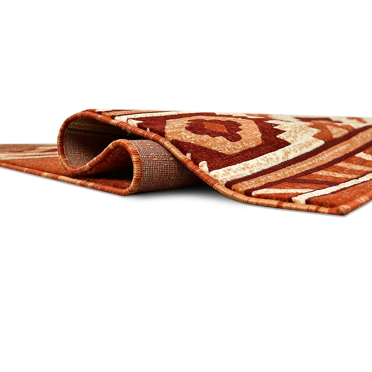 YHSF South West Native American Area Rug - Easy Clean, Thick, Soft, Durable Native Tribal American Indian Inspired Rug for Bedroom/Living Room/Hallways and More - Rust, 5 Feet x 7 Feet