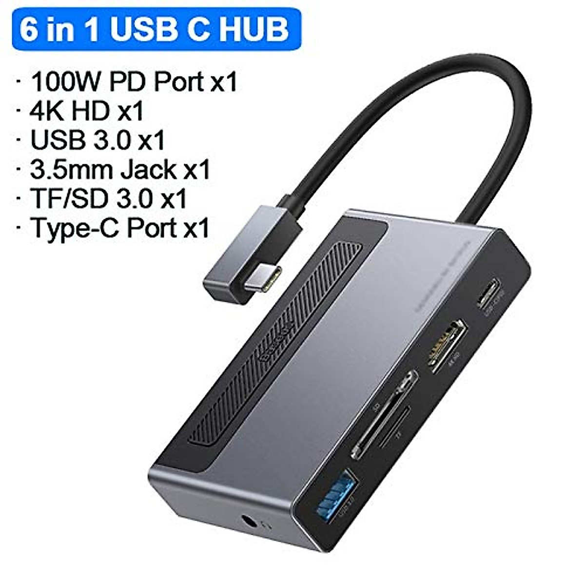 GPPZM USB Type C HUB to 4K HD TF SD Card Reader Retractable Clip USB C 3.0 Adapter Dock Station Splitter