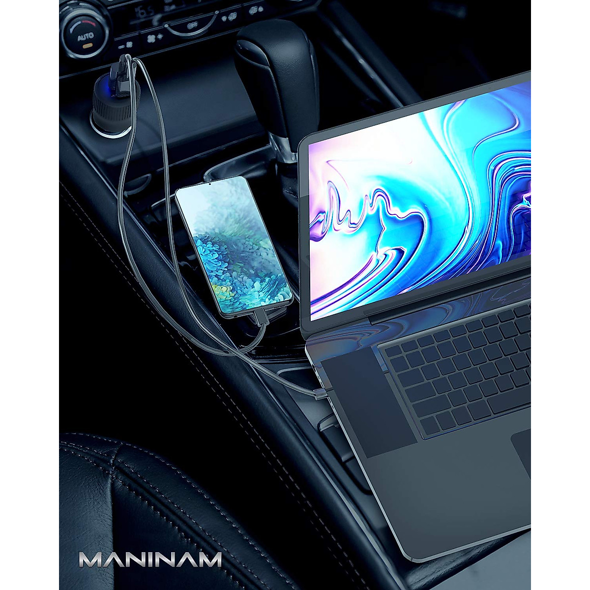 MANINAM Super Fast USB C Car Charger for Samsung S22 S21 S20 Ultra Note 20 10 Plus Super Fast Charging 2.0 [73W Turbo] Pro 55W PPS Charger Adapter for iPhone 14 13 12 11 MacBook Laptops (M113)