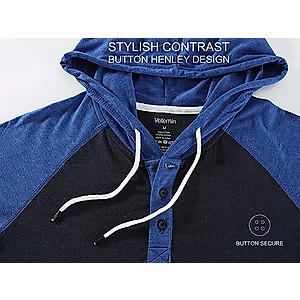 Vetemin Men's Casual Vintage Slim Fit Action Sports Workout Hiking Baseball Active Hoodie T Shirts H.Charcoal/Rusty M