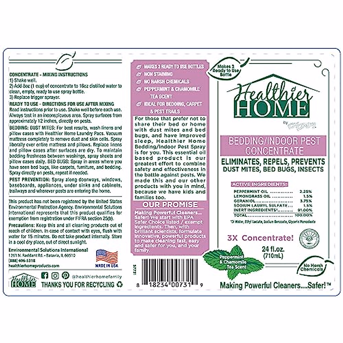 CHOMP! Insect and Pest Control for Home, Bedding and Indoor: Plant-Based Ant, Bed Bug, Dust Mite, Spider and More - Mint Scent 2-Pack, 24 Oz R2U, 24oz 3X Concentrate