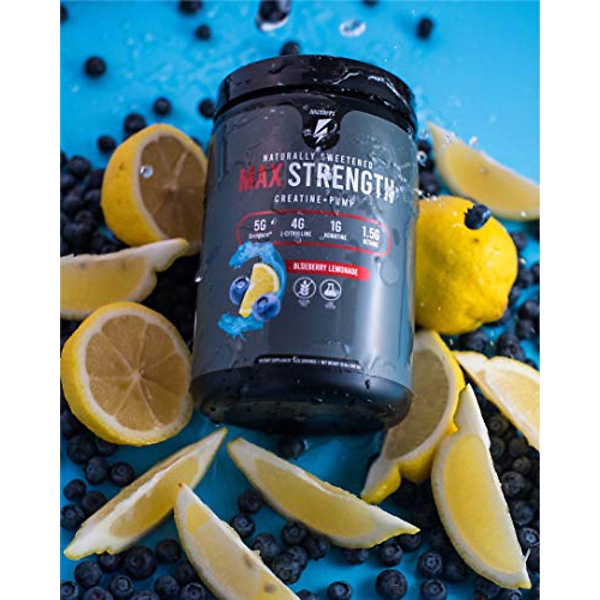 InnoSupps Max Strength - Advanced Creatine + Pump Booster, Creapure 5g, HMB 500mg, L-Citruline 4g, No Artificial Sweeteners, Keto Friendly, Vegan, Non-GMO, Gluten Free, Soy Free (Blueberry Lemonade)