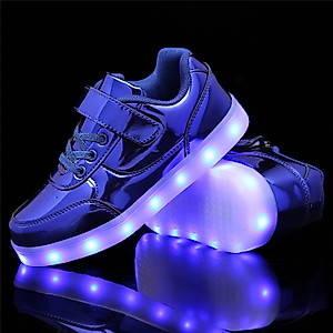 YuanRoad LED Light up Shoes Kids LED Sneakers USB Rechargeable Glowing Luminous for Boys Girls Toddler Child SAJIAET519-Blue-35