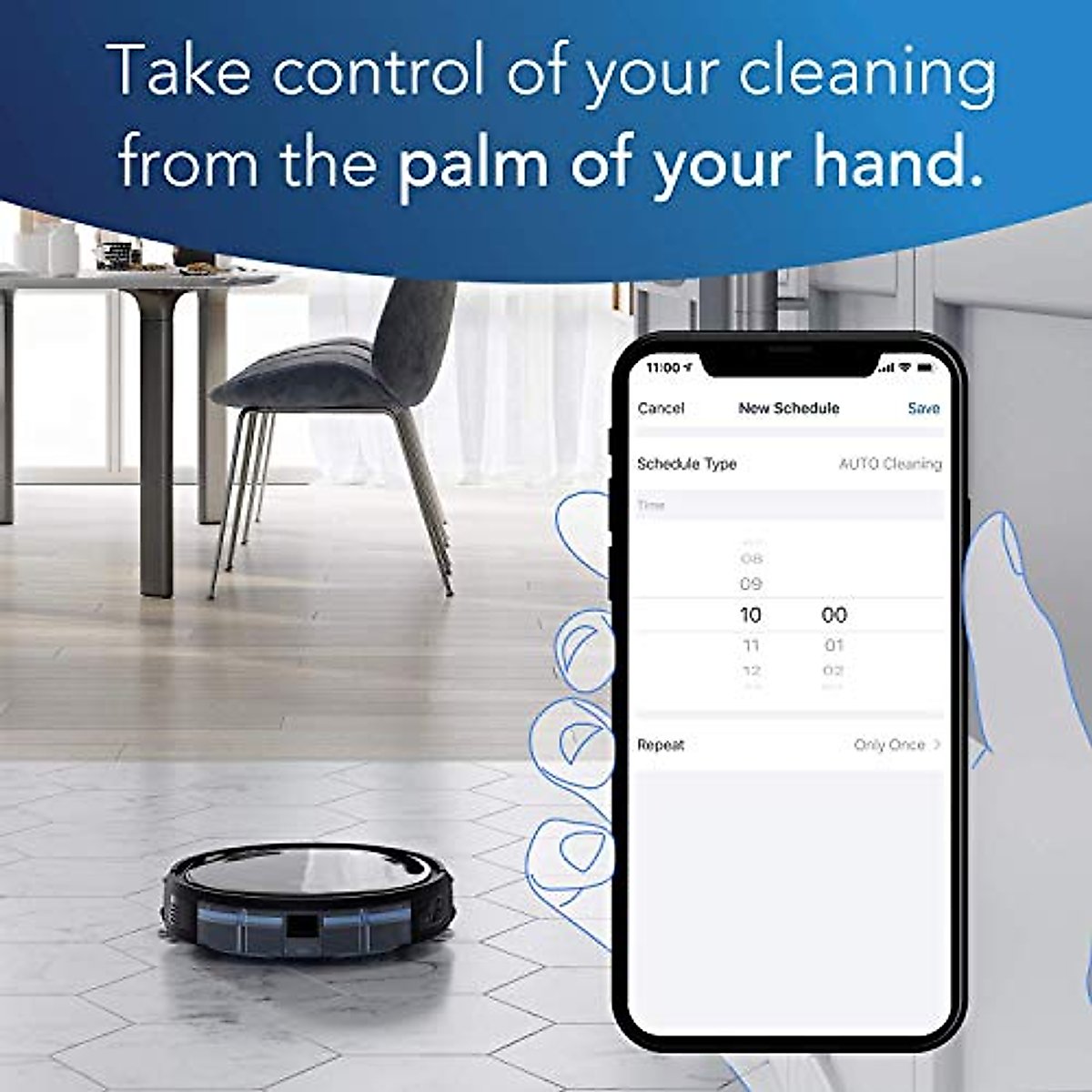 ECOVACS DEEBOT 500 Robotic Vacuum Cleaner with Max Power Suction, Up to 110 min Runtime, Hard Floors & Carpets, App Controls, Self-Charging, Quiet (Renewed)