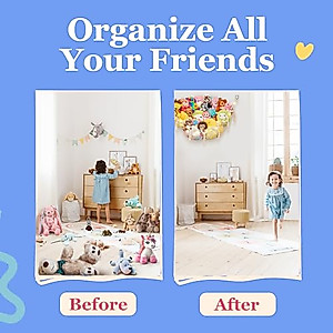 Lilly's Love Stuffed Animal Macrame Hammock w/String Lights | Large Boho Style Rope Net Holder for Kids Toys | Hanging Corner Nursery Storage Organizer for Your Plushie Pets (White)