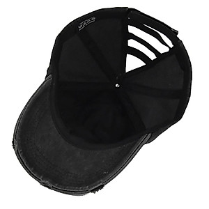 Henwarry Women's Washed Distressed Cotton Denim High Ponytail Hat Adjustable Baseball Cap (F02-White)