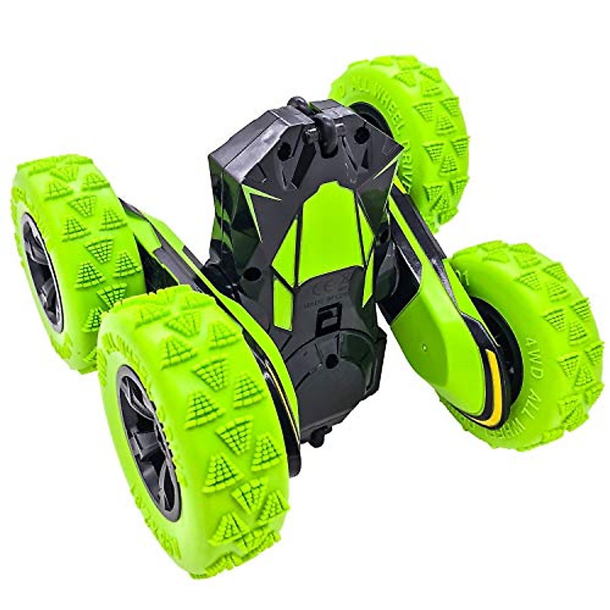 Threeking RC Stunt Cars Remote Control Car Double-Sided Driving 360-degree Flips Rotating Car Toy, Green