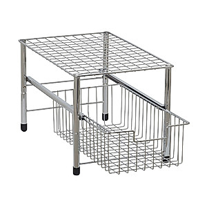 Household Essentials Silver 1237-1 Free Standing Pull Out Cabinet Organizer Shelf | Single, 16.5" Deep