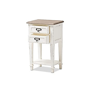 Baxton Studio Dauphine 15 3/4" Wide Weathered Oak and White Side Table