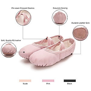 RoseMoli Ballet Shoes for Girls/Toddlers/Kids/Women, Leather Yoga Shoes/Ballet Slippers for Dancing 3 Little Kid Pink
