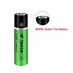 Taken 16650 Rechargeable Battery, 16650 Battery 1800mAh 3.7V Li-ion Rechargeable Battery with Button Top for Flashlights Torches - 1 Pack
