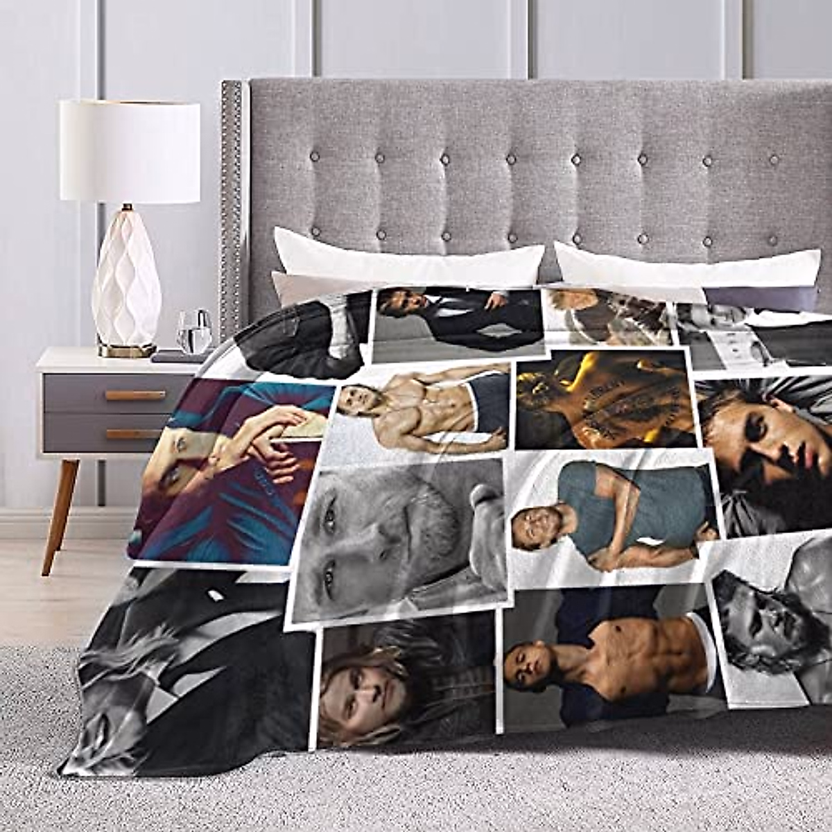 Charlie Hunnam Soft and Comfortable Warm Fleece Blanket for Sofa, Bed, Office Knee pad,Bed car Camp Beach Blanket Throw Blankets (Black, 50"x40") … (50"x40") … (80"x60")