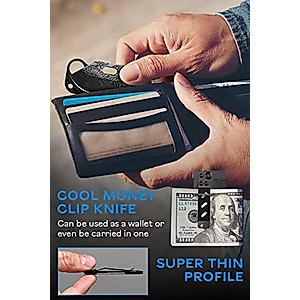 Grand Way Small Pocket Knife - Folding Wallet Knife - Mini Tactical Knife with Money Clip - Cool Dragon Blade Credit Card - Small Folding Knife - Birthday Christmas Gifts for Men and Women 6682