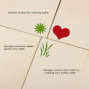 50Pcs Unfinished Wood Pieces 4x4 Inch Square Blank Wooden,Wooden Cutouts for Crafts,Squares Cutout Tiles Unfinished Wood Cup Coasters Natural Slices Wooden Square Cutouts for Ornaments HomeDecoration