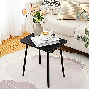 HOOBRO Side Tables Set of 2, Small Accent Table End Table for Small Spaces, Modern Minimalism Nightstand Beside Table for Living Room, Bedroom, Balcony, Easy Assembly, Black BB87BZP201