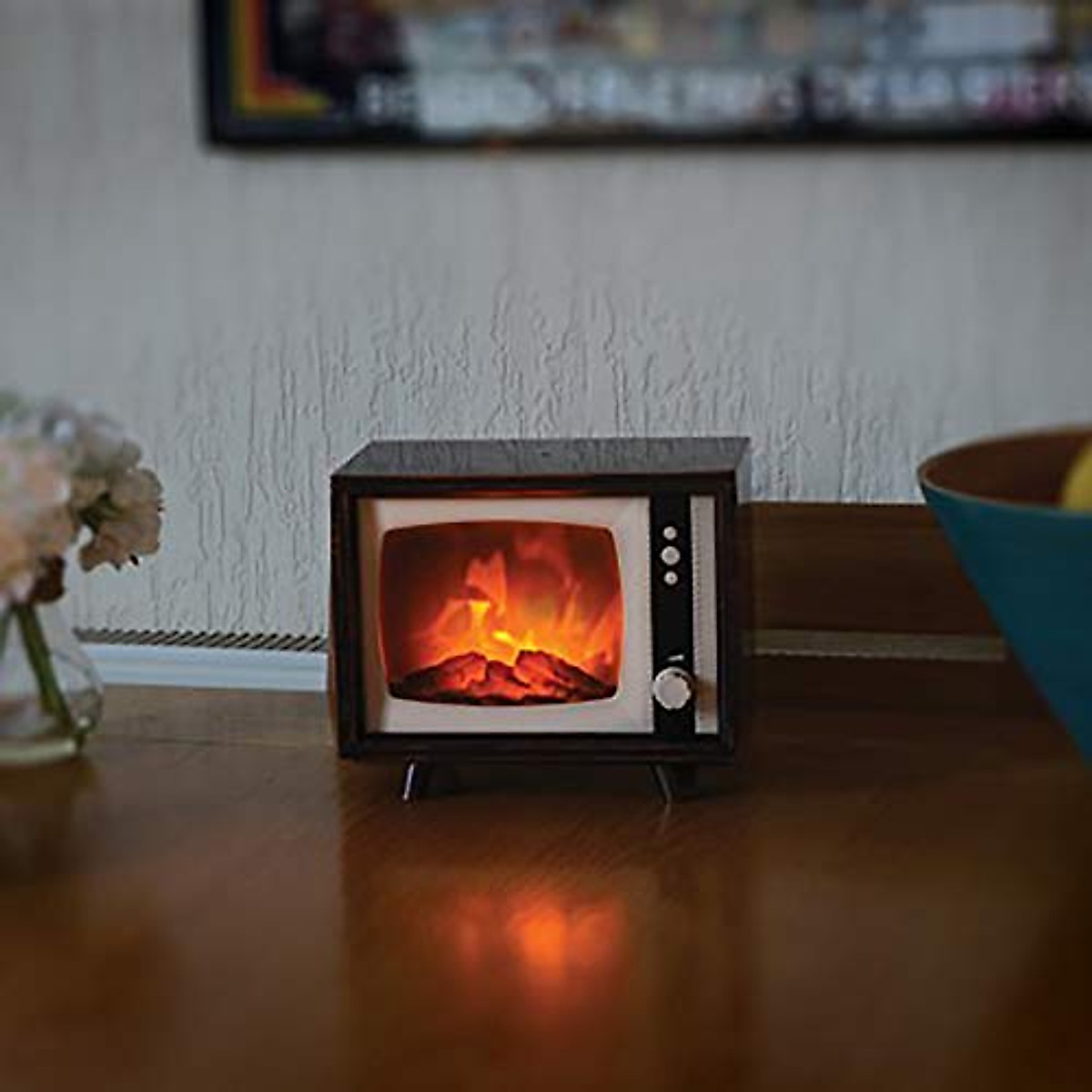 Decorative Realistic Fireplace Compact Retro Television with LED Moving Flame Effect, Hearth-Like-Glow With Electric Fireplace TV Look For Indoors by ELYYT