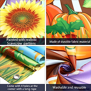 Blulu Thanksgiving Photography Backdrop Pumpkin Photo Background Fall Harvest Decoration Large Scarecrow Background Autumn Party Supplies with 6 m Rope, 59 x 39.4 Inch