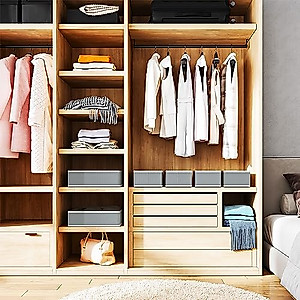 homsorout Sock Underwear Organizers, 6 Packs Drawer Organizers for Clothing, Foldable Dresser Drawer Organizer, Closet Organizers and Storage Bins for Socks, Bras, Underwear (Grey)