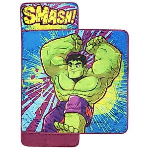Jay Franco Marvel Super Hero Adventures Hulk Smash Nap Mat - Built-in Pillow and Blanket - Super Soft Microfiber Kids'/Toddler/Children's Bedding, Ages 3-5