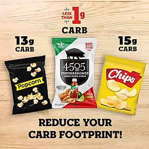 4505 Meats Tajin, Chicharrones, Fried Pork Rinds, Keto Certified, Family Size Bag, 14 Servings, 7 Ounce Bag