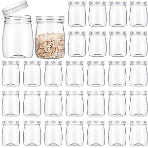 30 Packs 5 oz Plastic Jar with Clear Lids Reusable Containers Bulk Pudding Wide Mouth Mason Jars Small Spice Jars for Wedding Favors Baby Shower DIY Gift Jelly Herb Jams Candy Yogurt(30 Pieces)