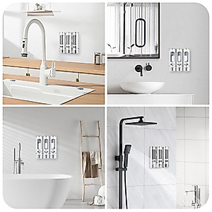 Nellyke Shampoo Dispensers for Shower Wall Mounted Soap Dispenser 3 Chambers Conditioner Body Wash Dispenser Set Clear with Glue(or Wall Mounted by Screws)，3 Chambers，White