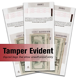 BankSupplies Cash Strap Bags | Case of 1000 Bags | 5 x 9 | Cash & Pawn | Tamper Evident Seal | Easy to Scan Barcode & Tear Off Receipt | For Internal Transfers