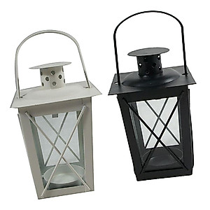 Homyl Metal Lantern Garden Lantern Wind Light Lantern Candle Holder Home Garden - Black, 6.69inch Height