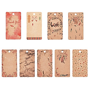 PH PandaHall 126pcs Vintage Earring Display Cards 9 Styles Rectangle Earring Cards Earring holder Cards with 200pcs Plastic Ear Nut for DIY Selling Small Business Earring Package Display, 3.5×2”