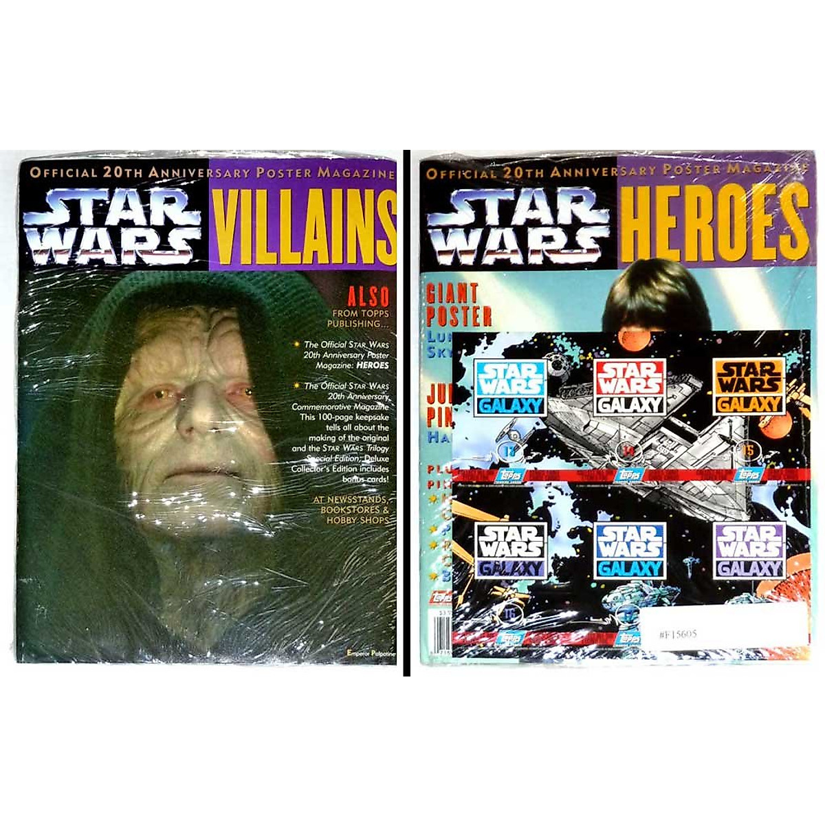 Star Wars Official 20th Anniversary Villains, Heroes & Commemorative Magazines - Deluxe Collector's Edition PLUS 6 Etched Foil Topps Trading Cards, Series Three, Chase Cards