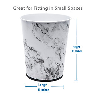 5 Liter Small Wastebasket | 11 Inches Height | Round Open Top | Trash Can | Bathroom | Bedroom | Kitchen | Dorm | Office | Disposal Waste Bin | Garbage Container | Marble