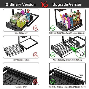 YEPATER Under Sink Organizer, Large Size 2 Tier Under Sink Organizers and Storage, Pull-Out Cabinet Organizer, Drawer Pantry Shelf for Kitchen, Living Room, Bathroom, Home
