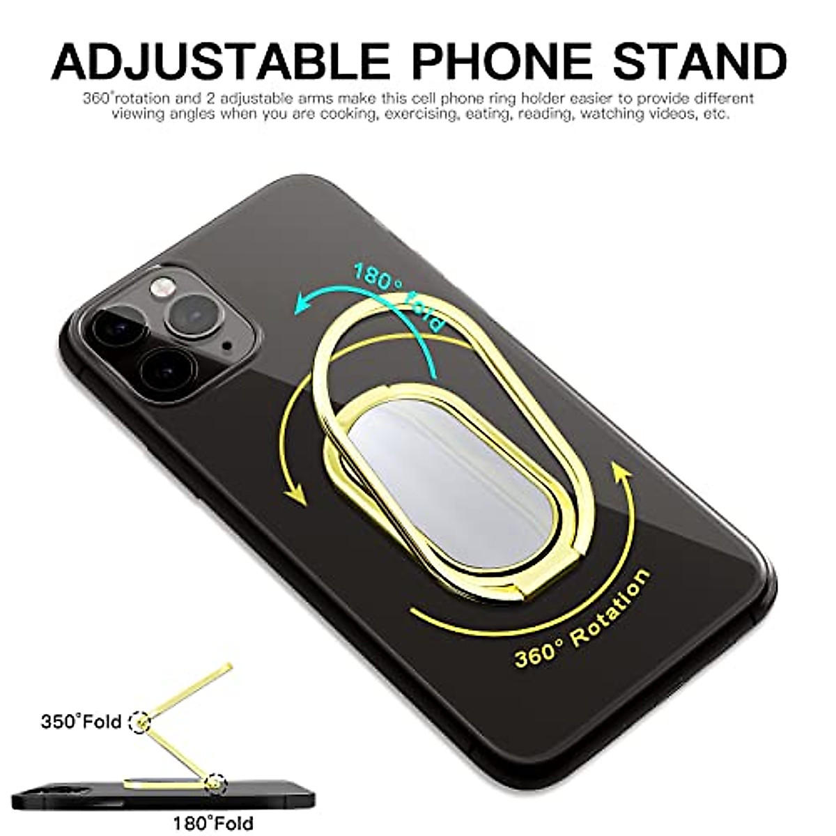 YINHEXI Cell Phone Stand Grip for Desk, Adjustable Phone Ring Holder, Portable Phone Stand for Office Desk, Magnetic Phone Stand Compatible with iPhone Samsung All Smartphone and iPad Tablets