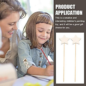 STOBOK Princess Fairy Wand Stick: 8PCS Unfinished Wooden DIY Crafts Star Magical Wand for Girls Art Show Cosplay Costume Party
