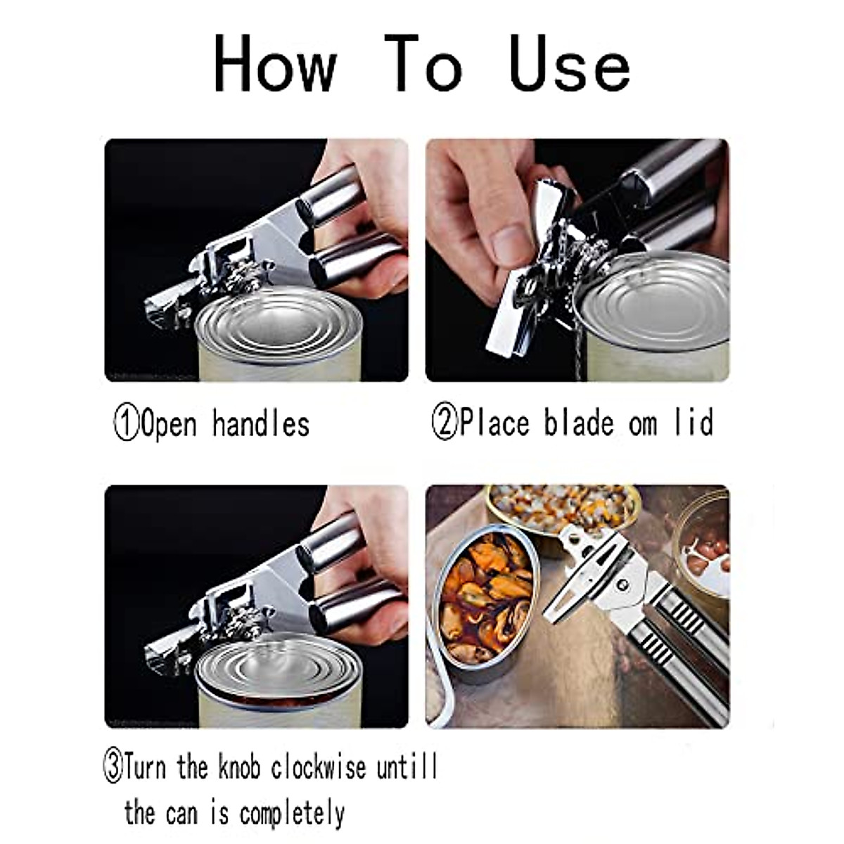 Can Opener, Stainless Steel Multifunctional Tin & Can Opener, Manual Kitchen Tool, Professional Ergonomic Heavy Duty Safety Manual Can Opener for Seniors With Arthritis At Hand